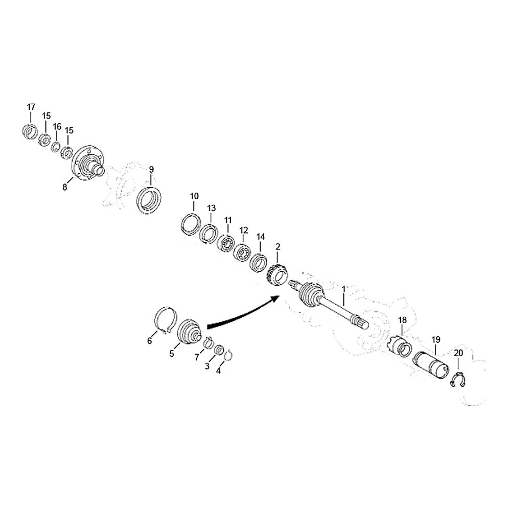 PUCH G AXLE CUFF REPAIR KIT, FRONT